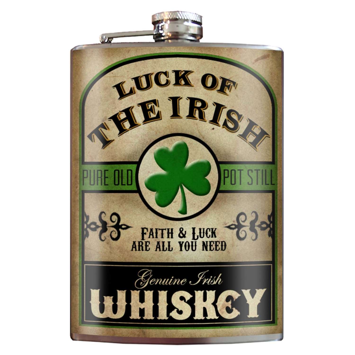 Trixie & Milo 8 oz Beige Stainless Steel Hip Flask Mfr# FLSK-IRISH ...