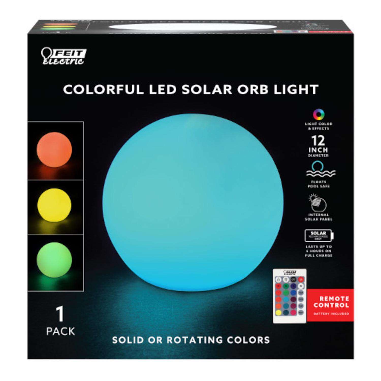 Feit Solar Fixtures 11.5 in. Solar Power Plastic Round Color Changing ...