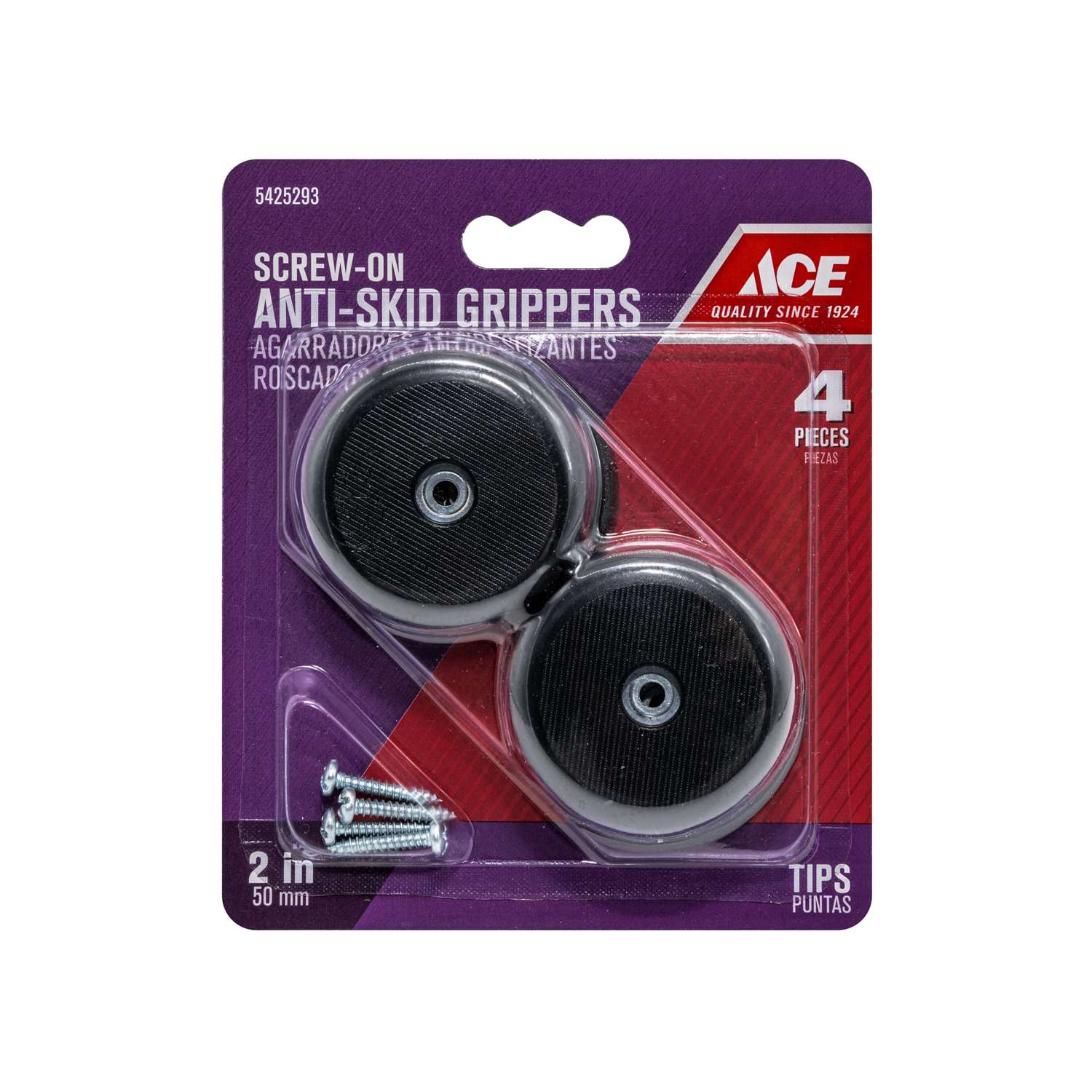 Ace Plastic Heavy Duty Anti-Skid Pad Black Round 2 in. W 4 pk - Ace ...