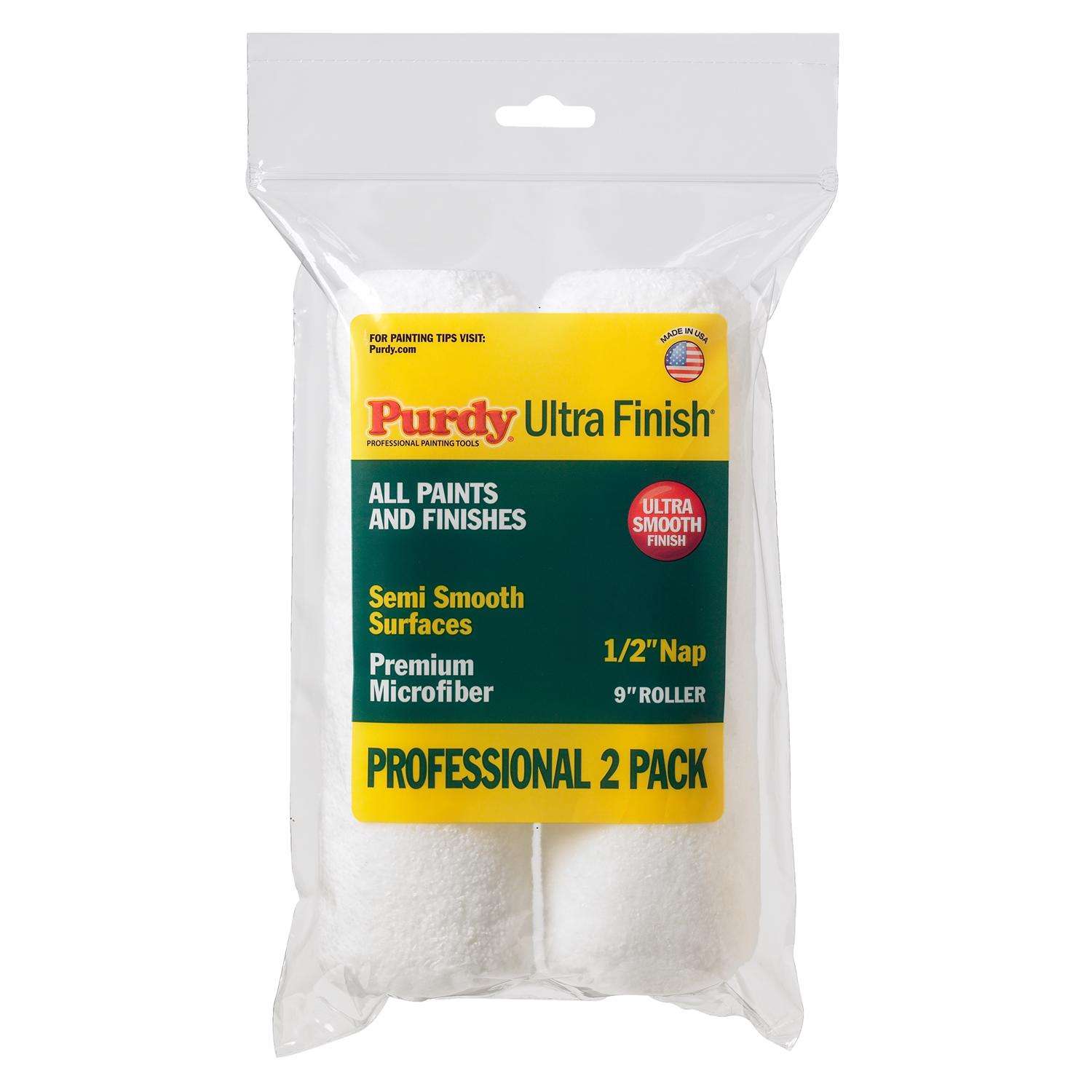 Purdy Ultra Finish Microfiber 9 in. W X 1/2 in. Regular Paint Roller ...