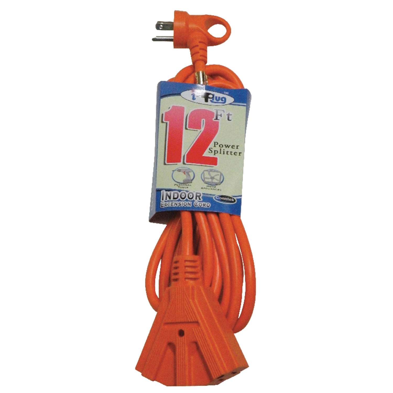 Conntek Indoor or Outdoor 12 ft. L Orange Triple Outlet Cord 14/3 SJTW ...