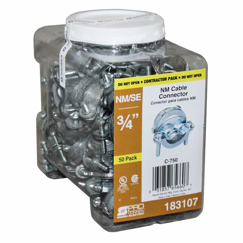 Sigma Electric ProConnex NM/SE Clamp Cable Connector 3/4 in. Dia. 50 pk ...