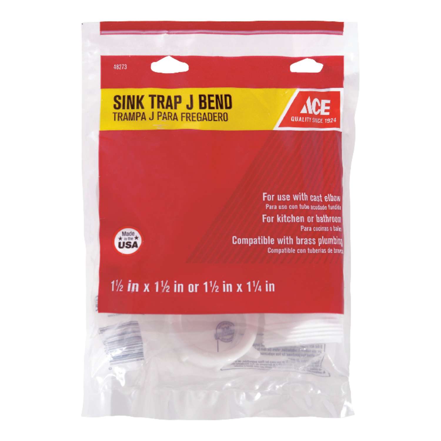 Ace 1-1/2 in. D Plastic Sink Trap J-Bend - Ace Hardware