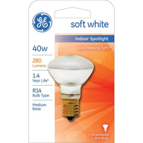 GE 40 W R14 Spotlight Incandescent Bulb E26 (Medium) Soft White 1 pk ...