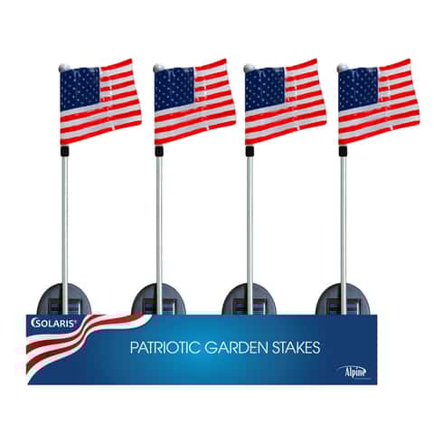 Alpine Solaris Multicolored Acrylic/Metal 34 in. H USA Flag Outdoor ...