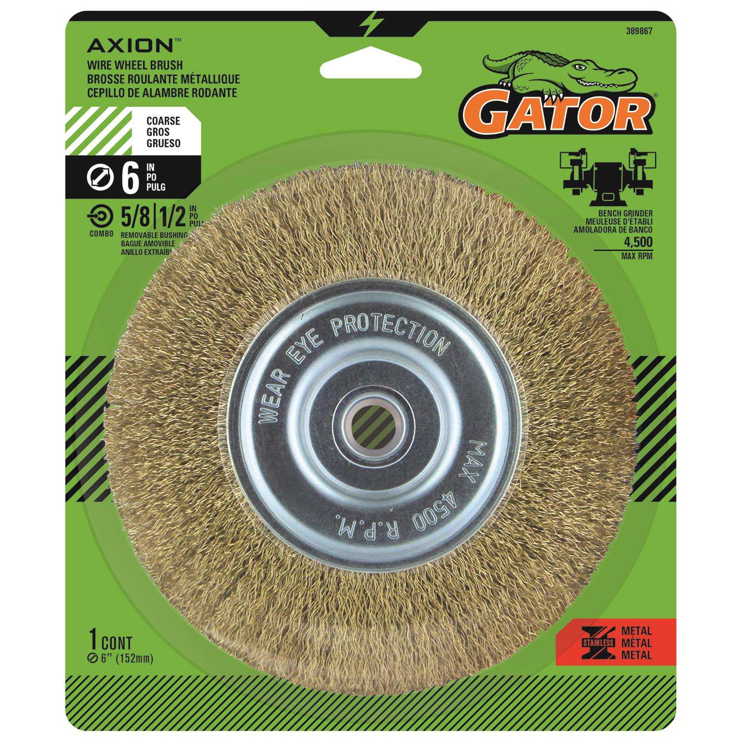 Gator 6 in. Coarse Crimped Wire Wheel Brush Brass Coated Steel 4500 rpm ...