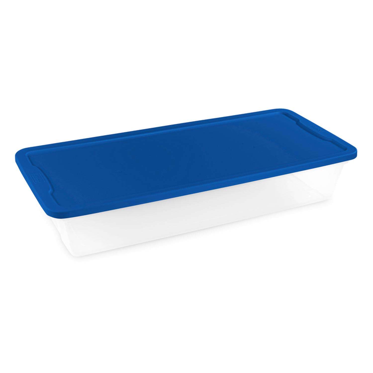 Homz snaplock 41 qt Blue/Clear Storage Tote 6 in. H X 34 3/8 in. W X 15 ...