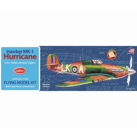 Guillow's Hawker Hurricane Flying Model Kit Balsa Wood Multicolored ...