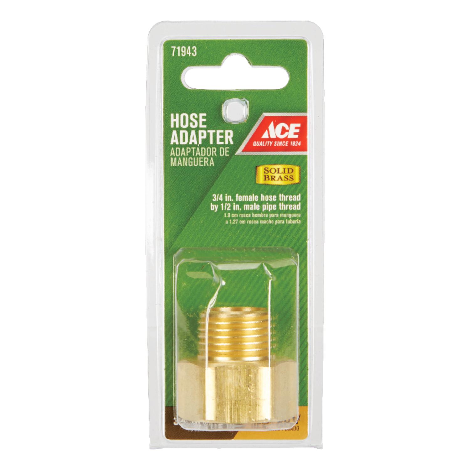 Ace 3/4 in. FHT x 1/2 in. MPT in. Brass Threaded Female/Male Hose ...