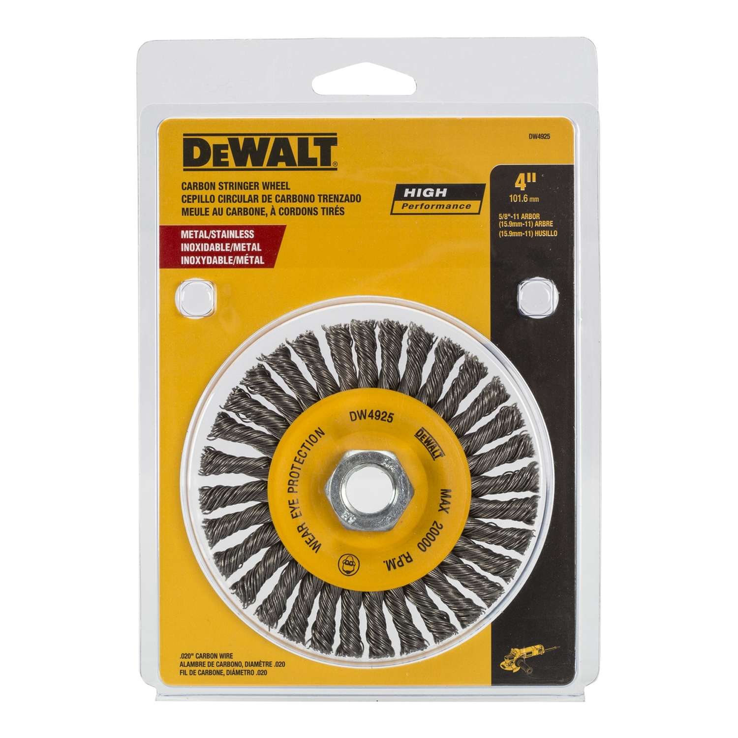 DeWalt High Performance 4 in. Coarse Crimped/Knotted Wire Wheel Brush ...