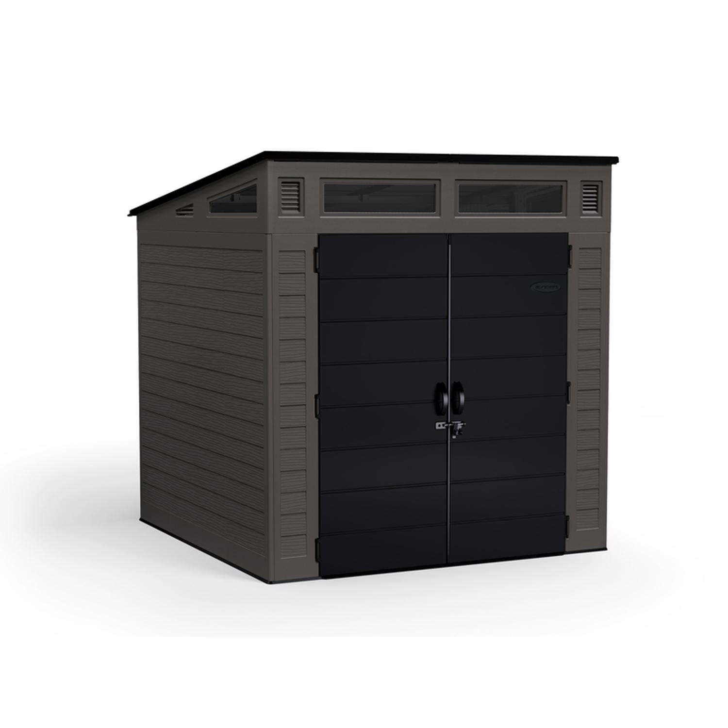 Suncast Modernist 7 ft. x 7 ft. Resin Vertical Pent Storage Shed with ...
