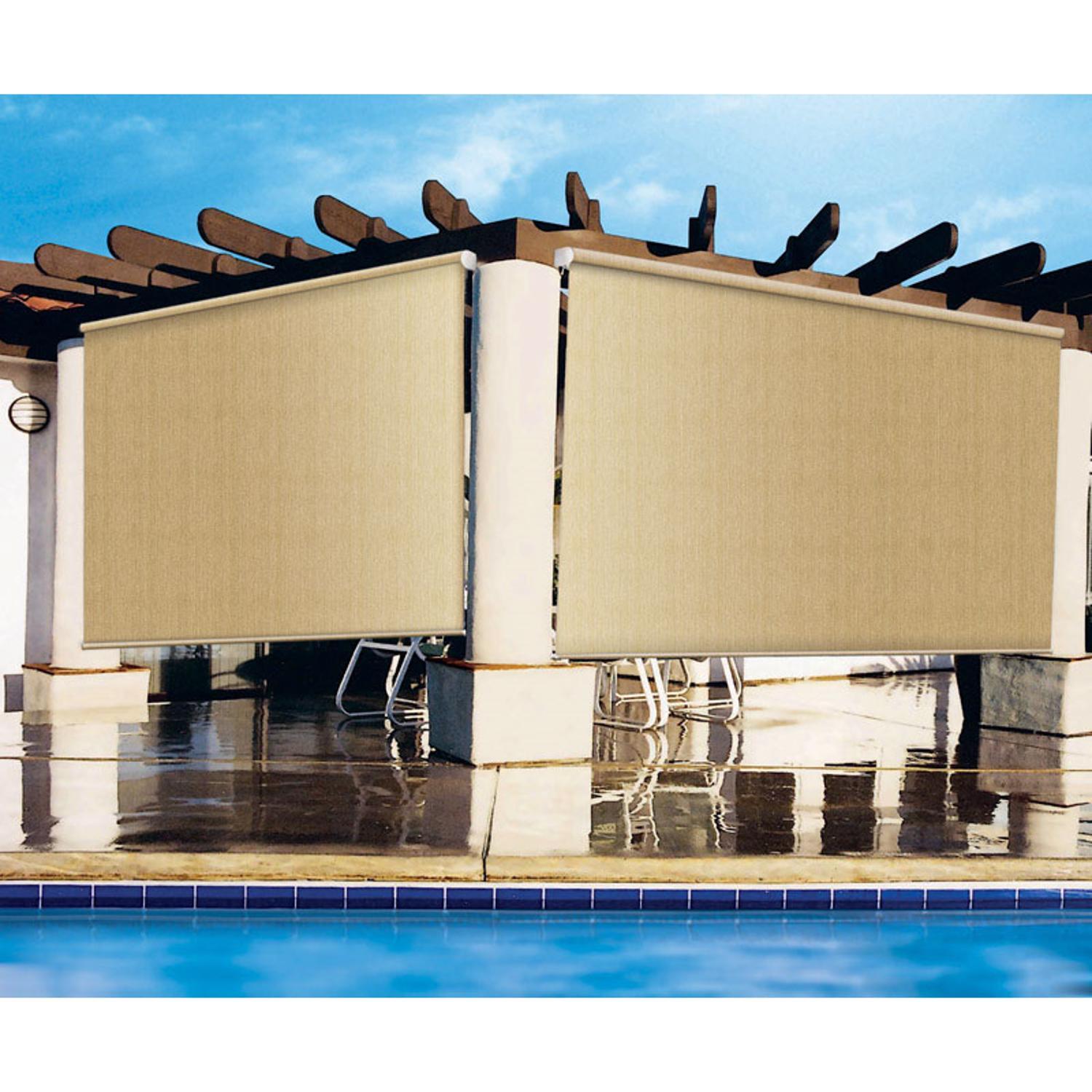 Coolaroo Beige Roll-Up Exterior Window Shade 120 in. W X 72 in. L ...