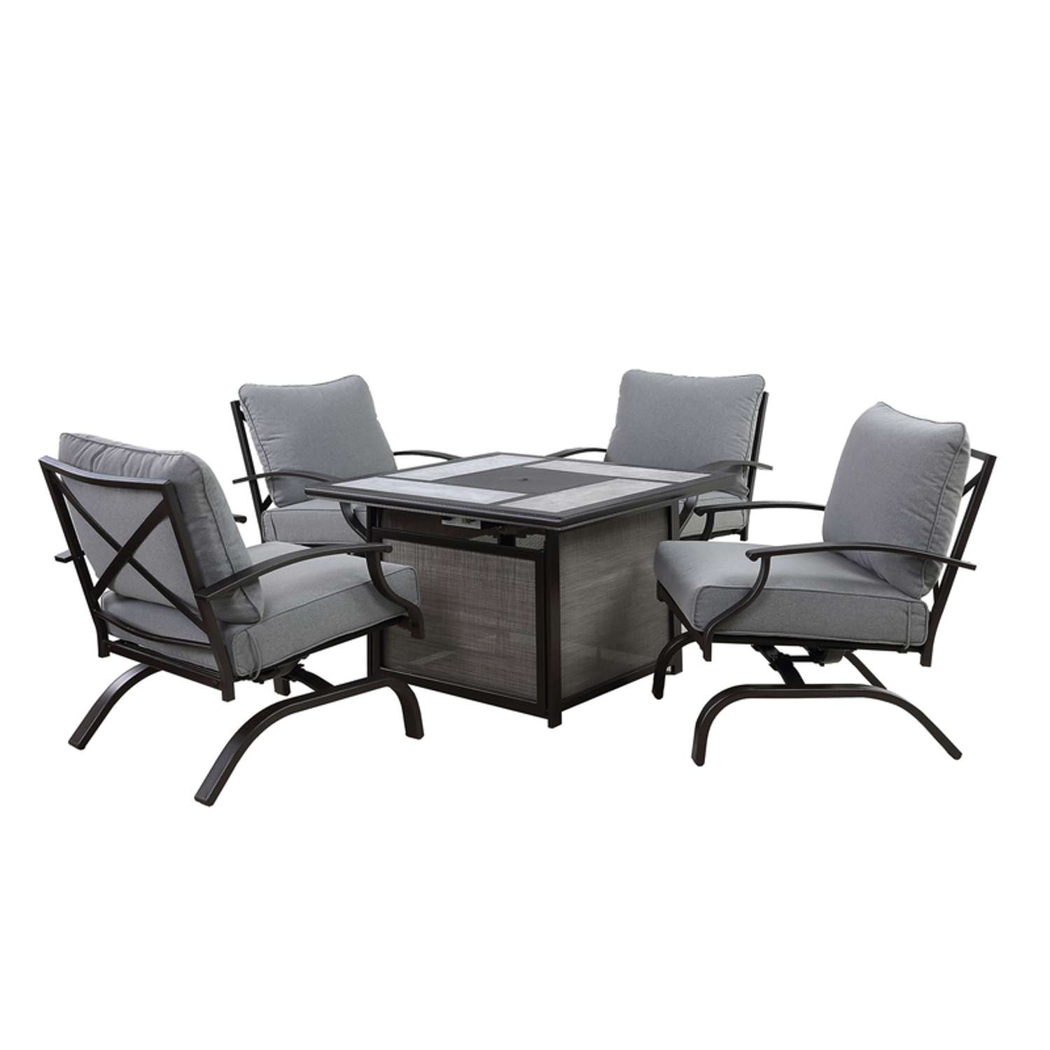 Living Accents Canzo 5 pc Black Fire Pit Set Gray - Ace Hardware