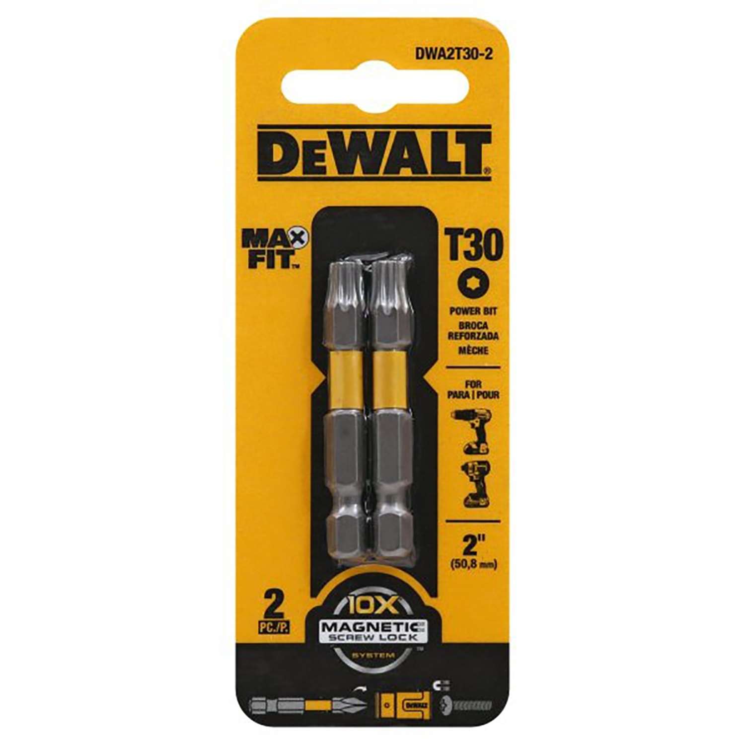 DeWalt Max Fit Torx T30 X 2 in. L Power Bit S2 Tool Steel 2 pc - Ace ...