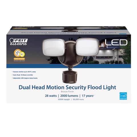 Feit LED Motion-Sensing Hardwired LED Bronze Security Floodlight Mfr ...