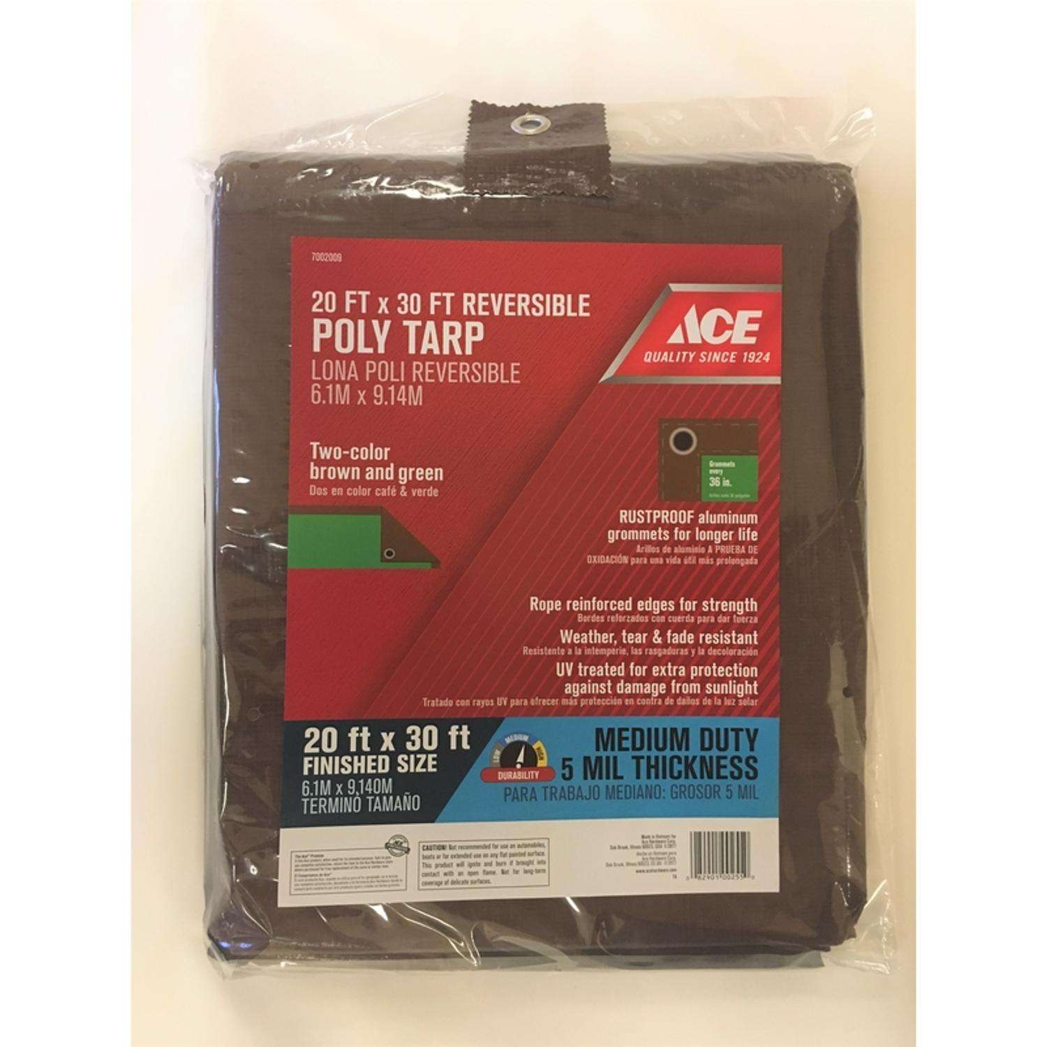 Ace Tarp Poly BRN GRN 20x30