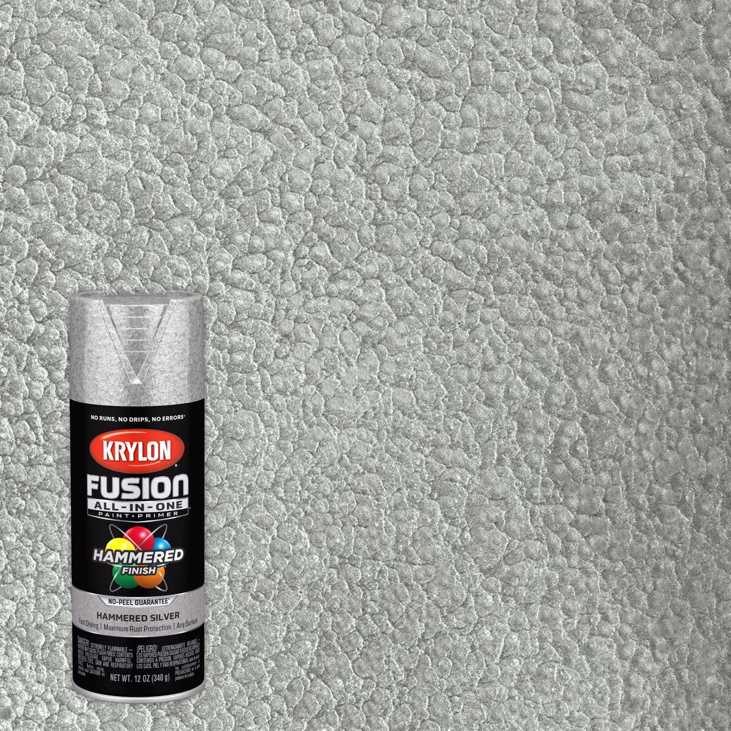 Krylon Fusion All-In-One Hammered Silver Paint+Primer Spray Paint 12 oz ...