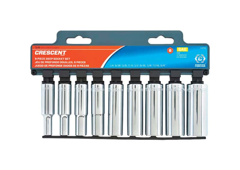 Crescent 3/8 in. X 3/8 in. drive SAE 6 Point Deep Well Socket Set 9 pc ...