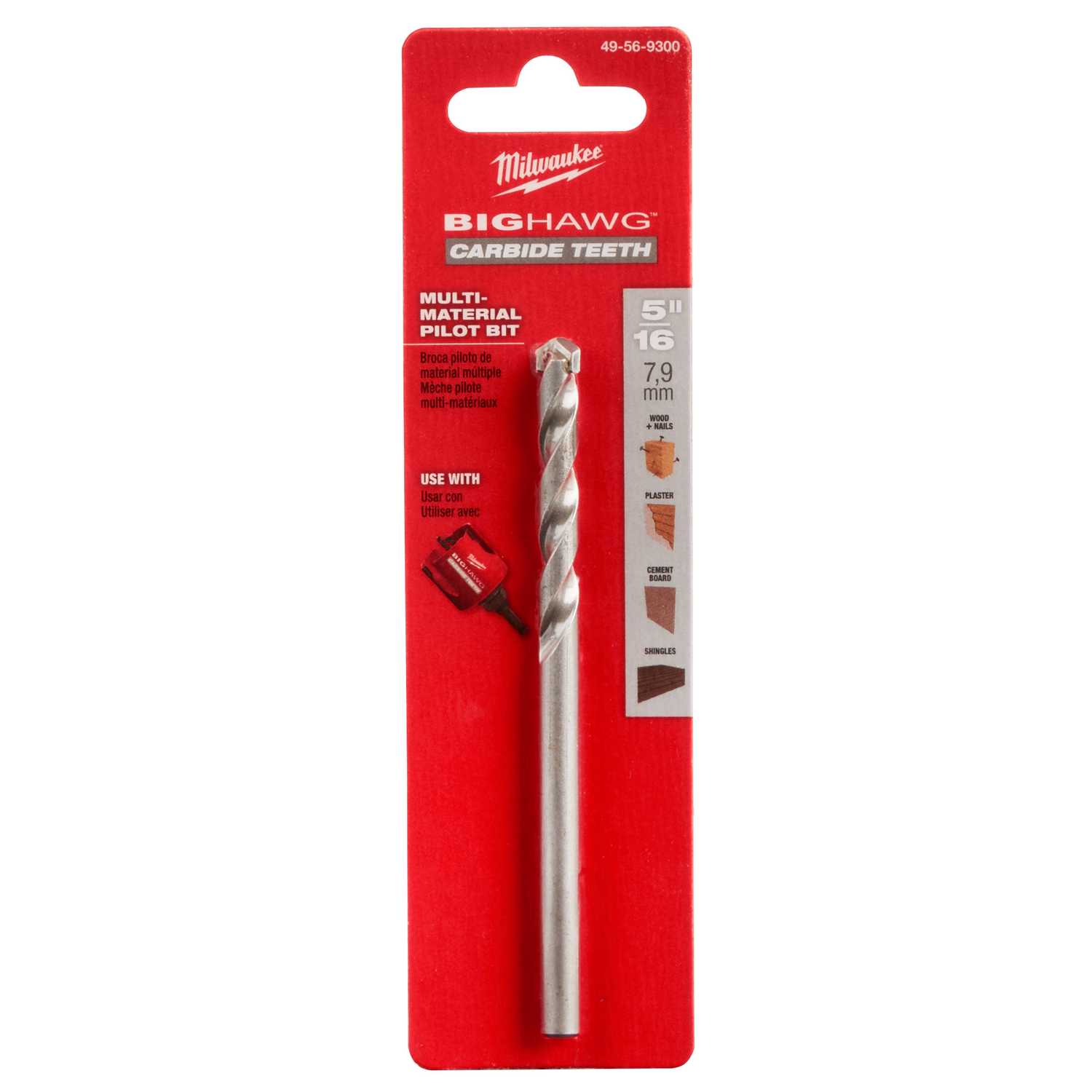Milwaukee BIG HAWG 5/16 in. Dia. x 4-1/2 in. L Carbide Tipped Hole Saw ...