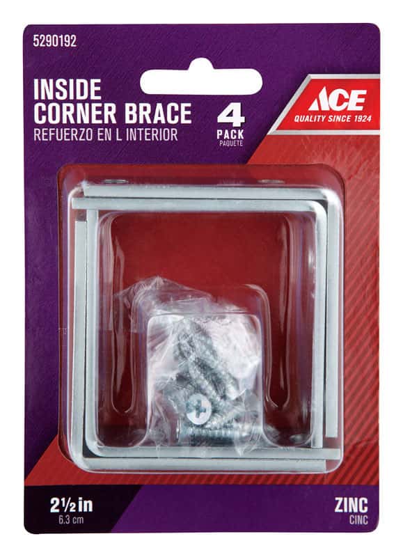 Ace 2-1/2 in. H x 5/8 in. W x 2-1/2 in. D Zinc Inside L Corner Brace ...