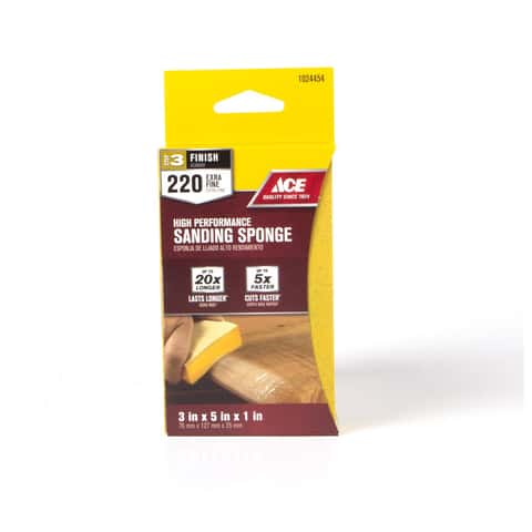 Ace 5 in. L X 3 in. W X 1 in. 220 Grit Extra Fine 2-Sided Sanding ...
