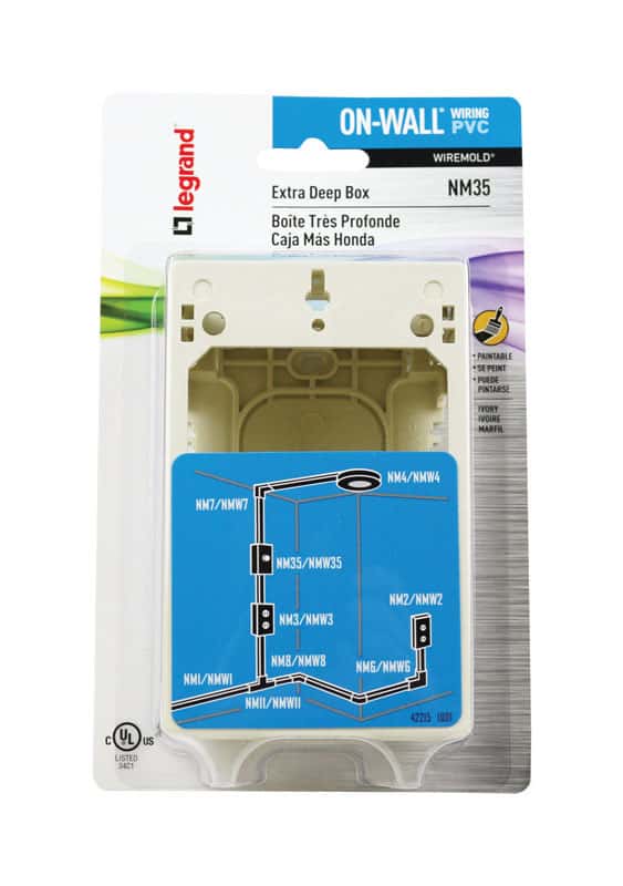 Legrand Rectangle Plastic Outlet Box Ivory - Ace Hardware
