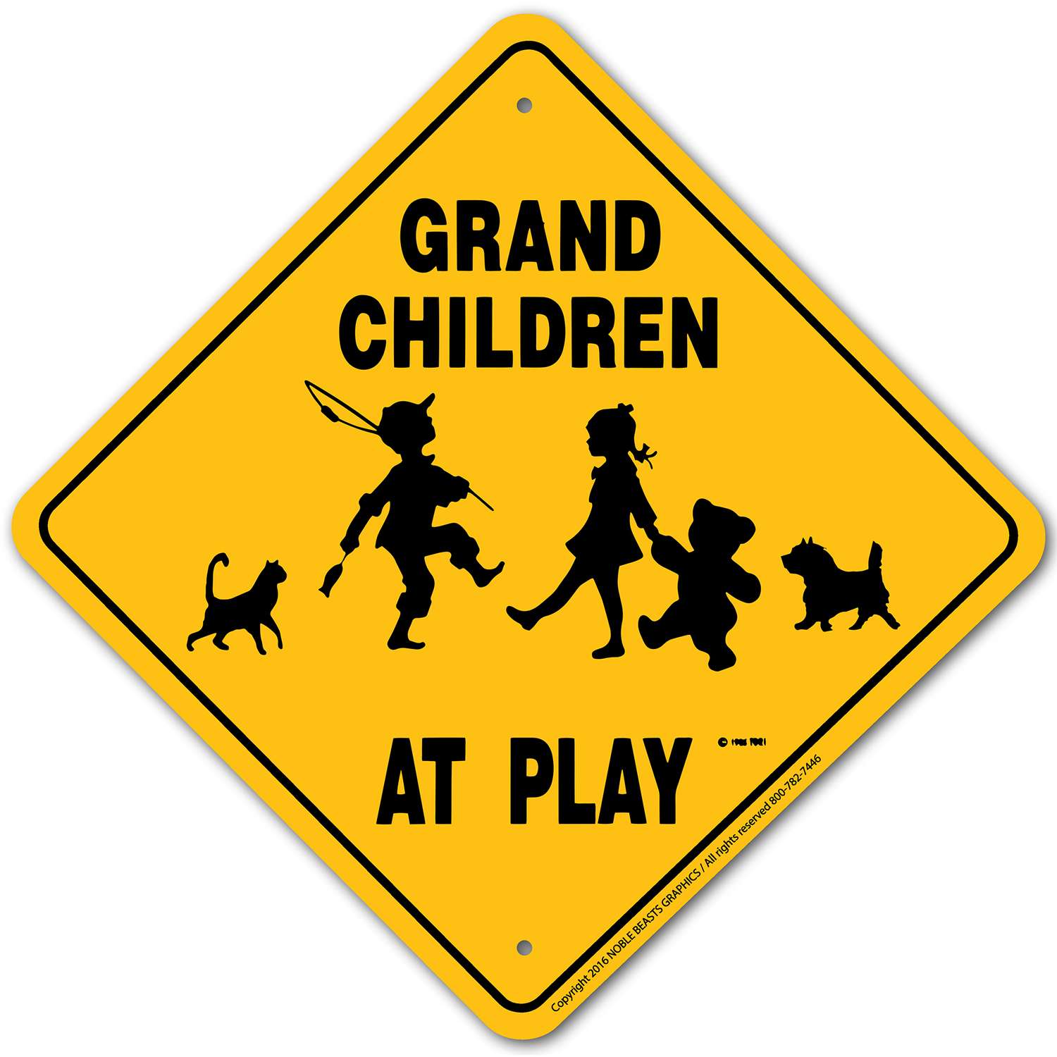 Noble Beasts Graphics English Yellow Children At Play Sign 12 in. H X ...