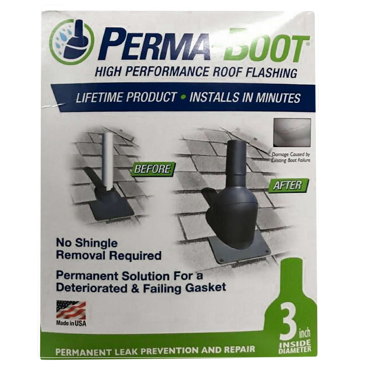 Perma-Boot 7-1/4 in. W X 8 in. L Plastic Roof Flashing Black - Ace Hardware