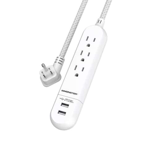 Monster Just Power It Up 4 ft. L 3 outlets Power Strip White - Ace Hardware