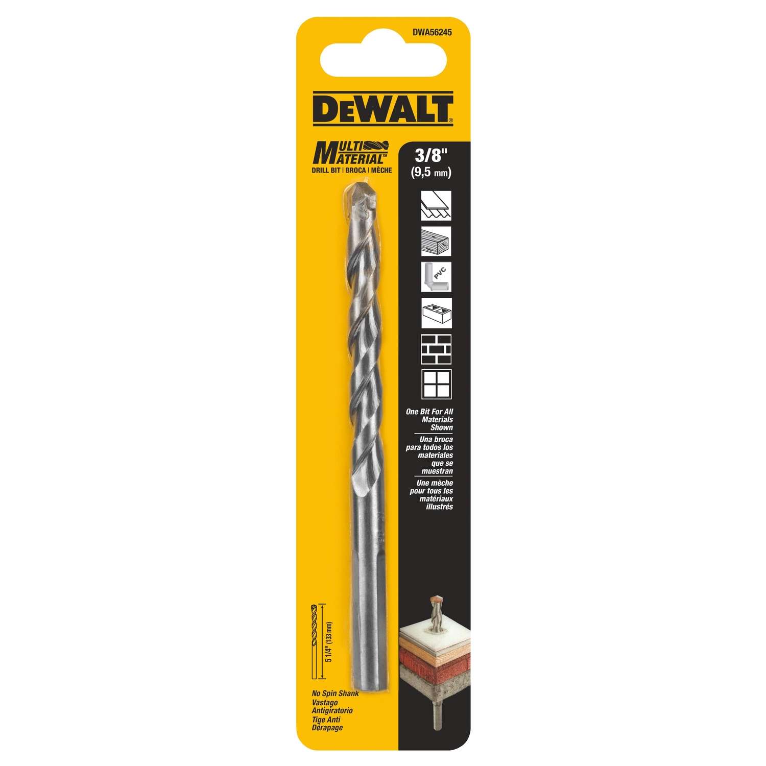 DeWalt 3/8 in. X 5-1/4 in. L Carbide Tipped Masonry Drill Bit Hex Shank ...