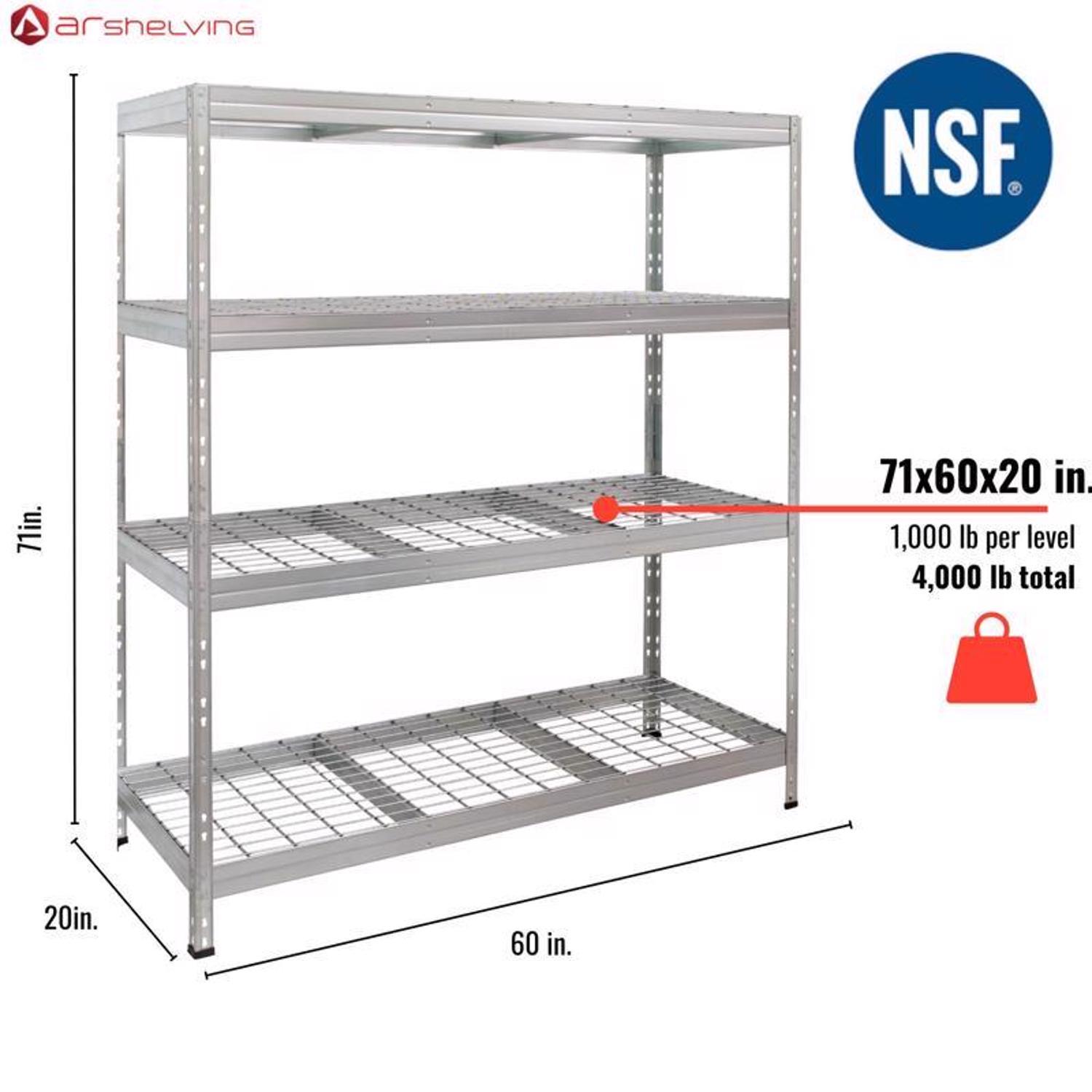 Ar Shelving Wire Heavy Duty 71 in. H X 60 in. W X 20 in. D Metal ...