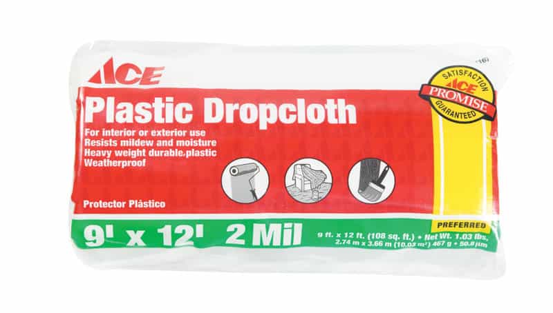 ACE 9 ft. W x 12 ft. L x 2 mil Plastic Drop Cloth 1 pk - Ace Hardware