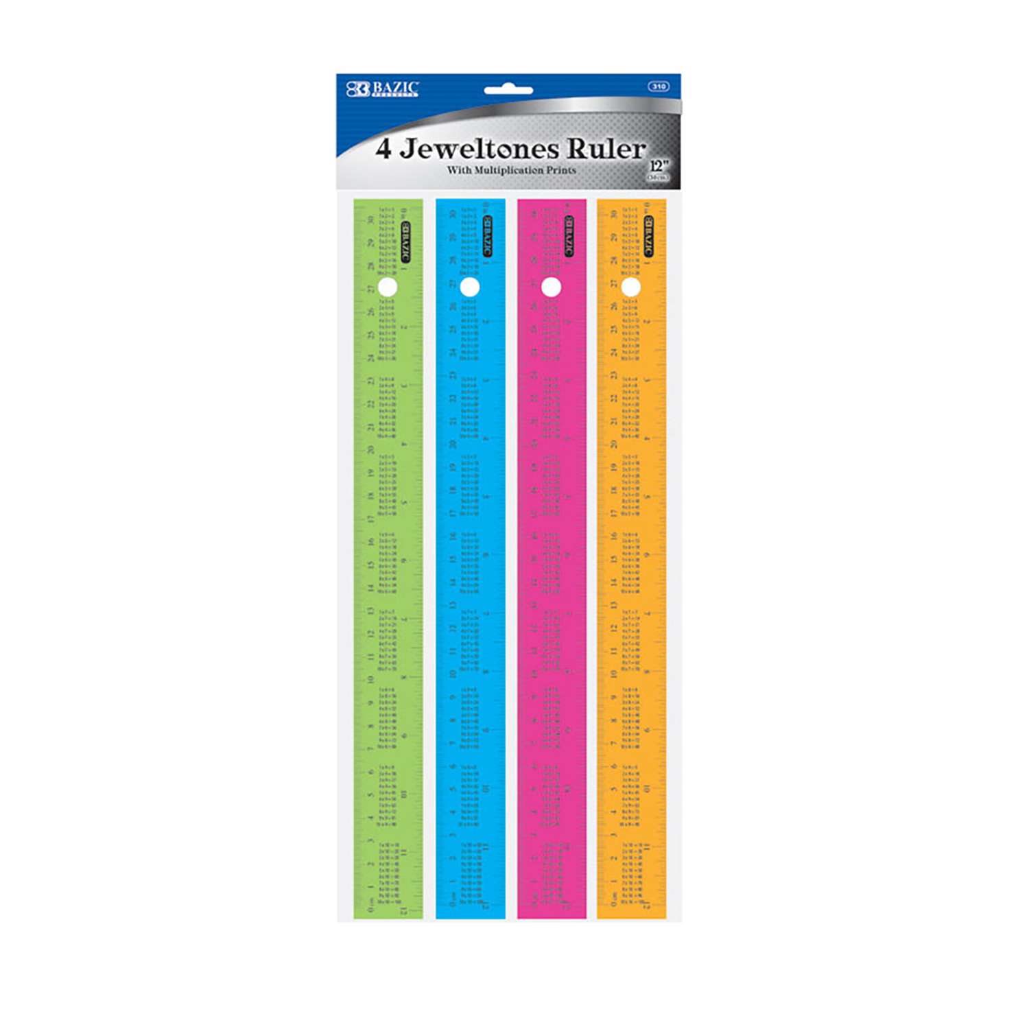 Bazic Products 12 in. L X 0.06 in. W Plastic Multiplication Print Ruler ...