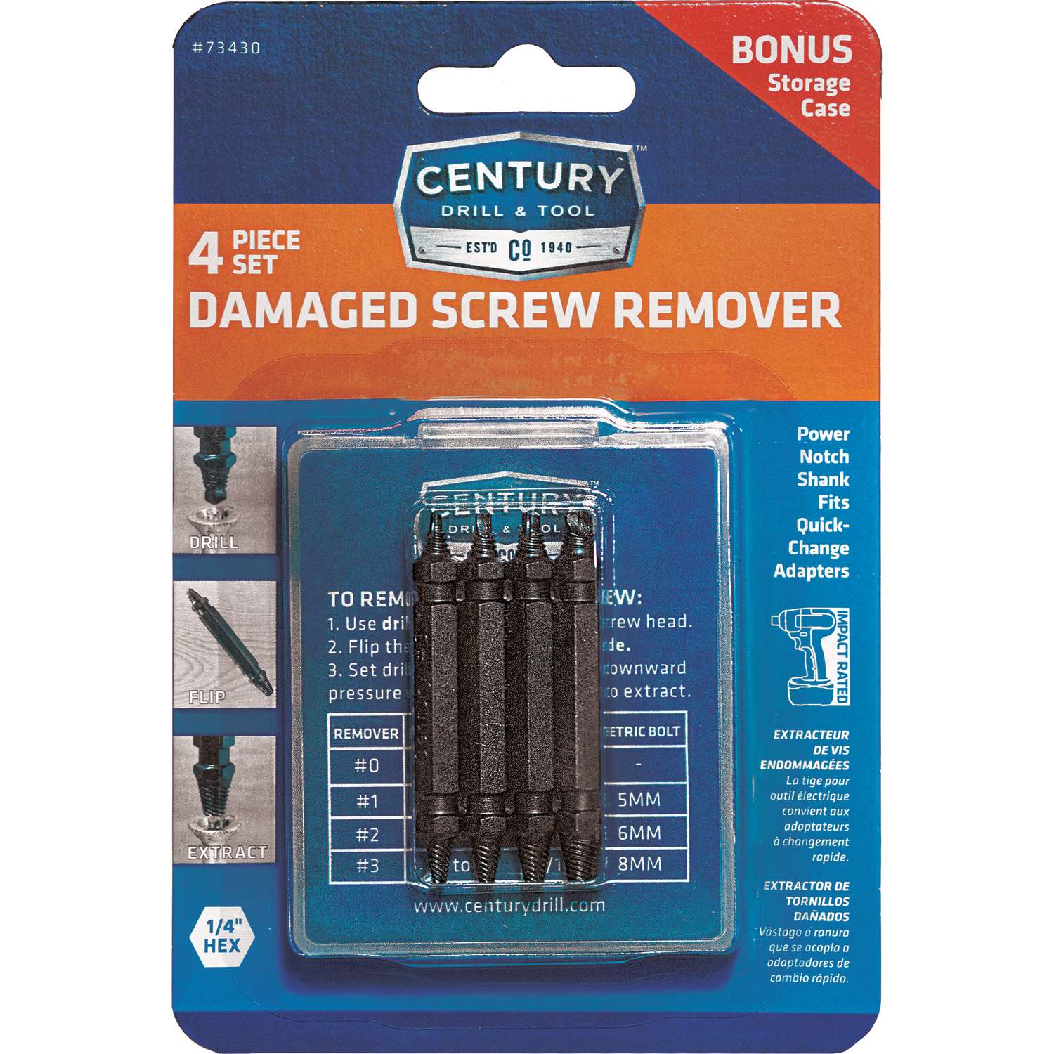 Century Drill & Tool Steel Double-Ended Screw Extractor Set 4 pc - Ace ...