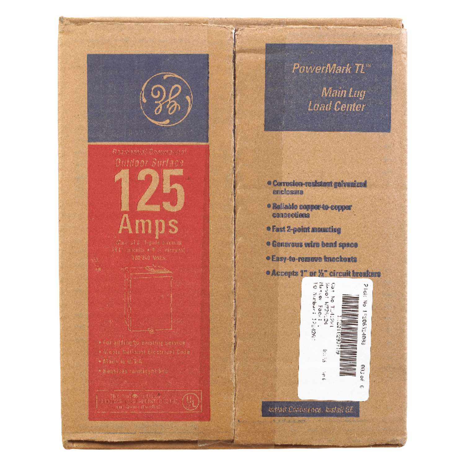 GE PowerMark Gold 125 amps 240 V 4 space 8 circuits Wall Mount Circuit ...