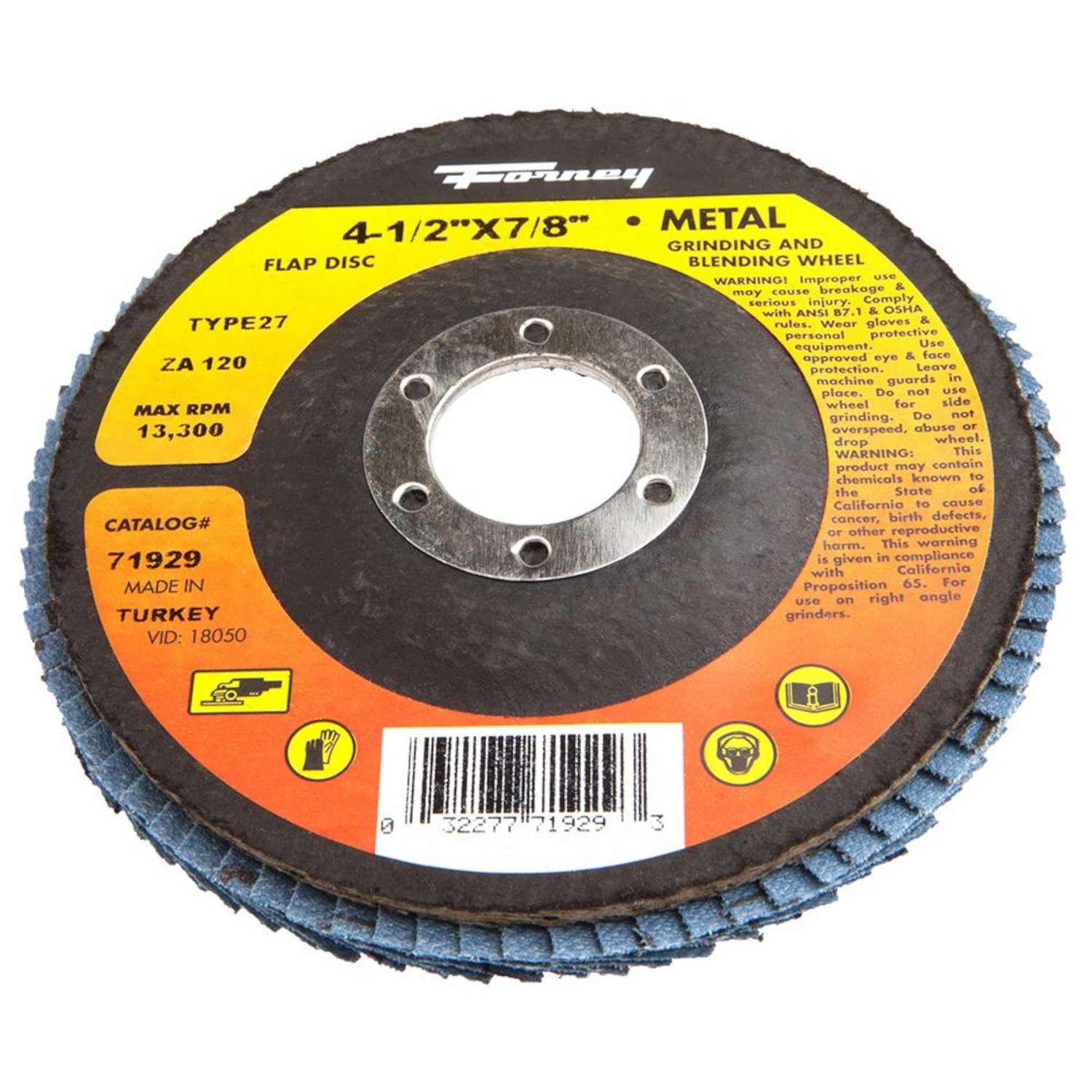 Forney 4-1/2 in. D X 7/8 in. Zirconia Flap Disc 120 Grit 1 pc - Ace ...