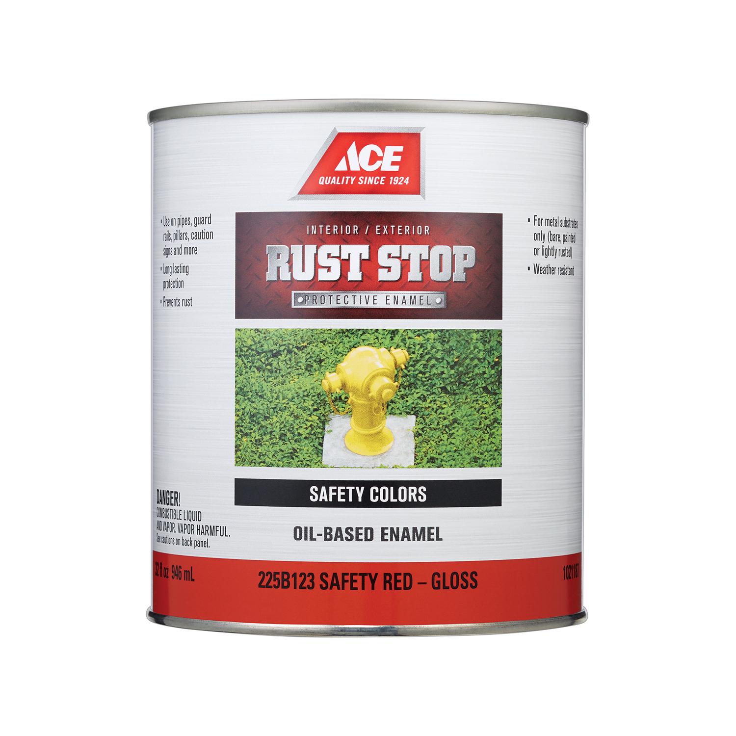 Ace Rust Stop Indoor / Outdoor Gloss Safety Red Oil-Based Enamel Rust ...