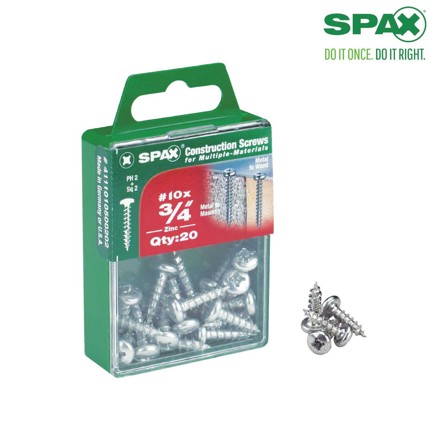 SPAX No. 10 x 3/4 in. L Phillips/Square Pan Head Zinc-Plated Steel ...