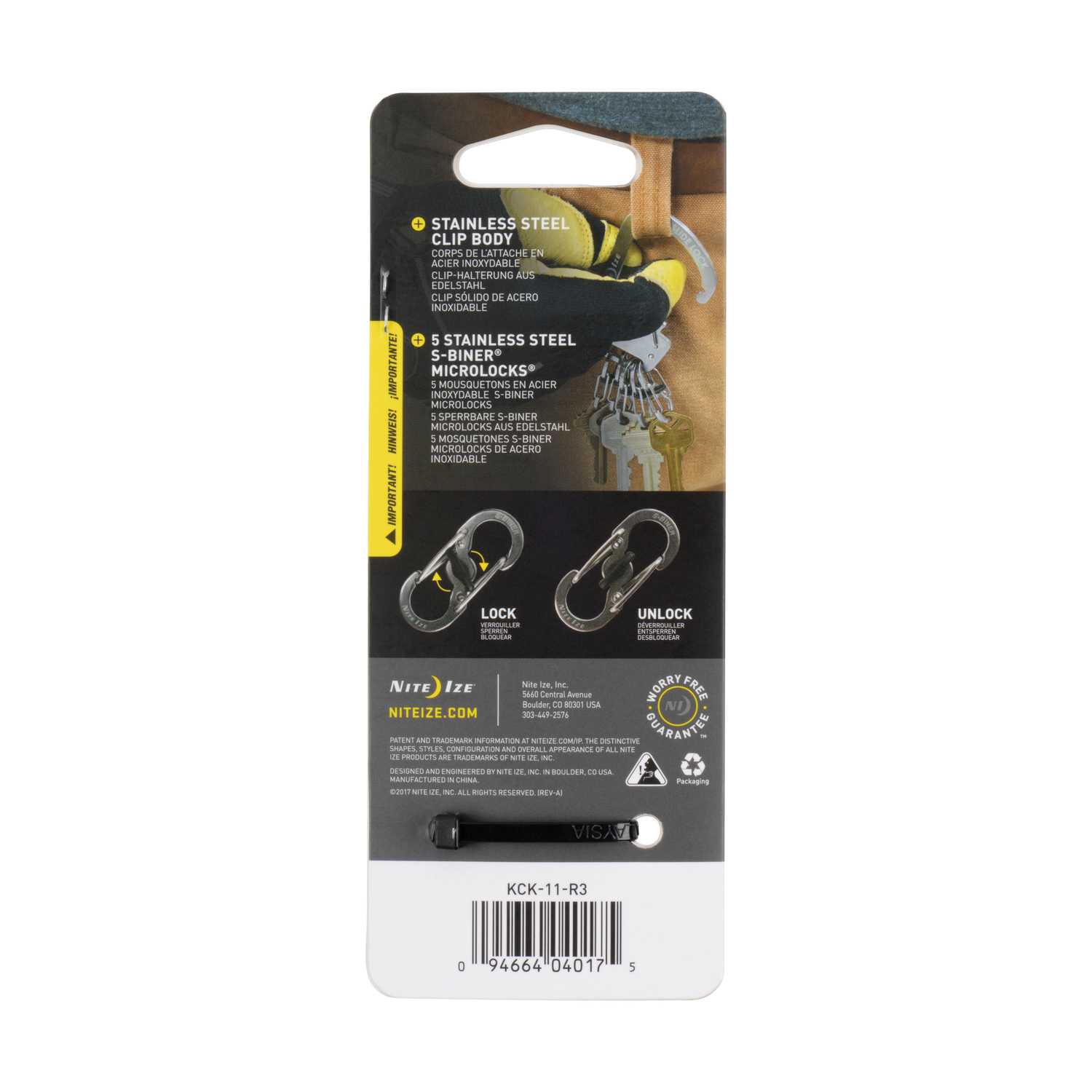 Nite Ize SlideLock 2.4 in. Dia. Stainless Steel Silver Carabiner Key ...