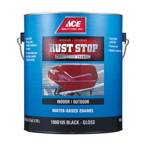 Ace Rust Stop Indoor / Outdoor Gloss Black Water-Based Enamel Rust ...