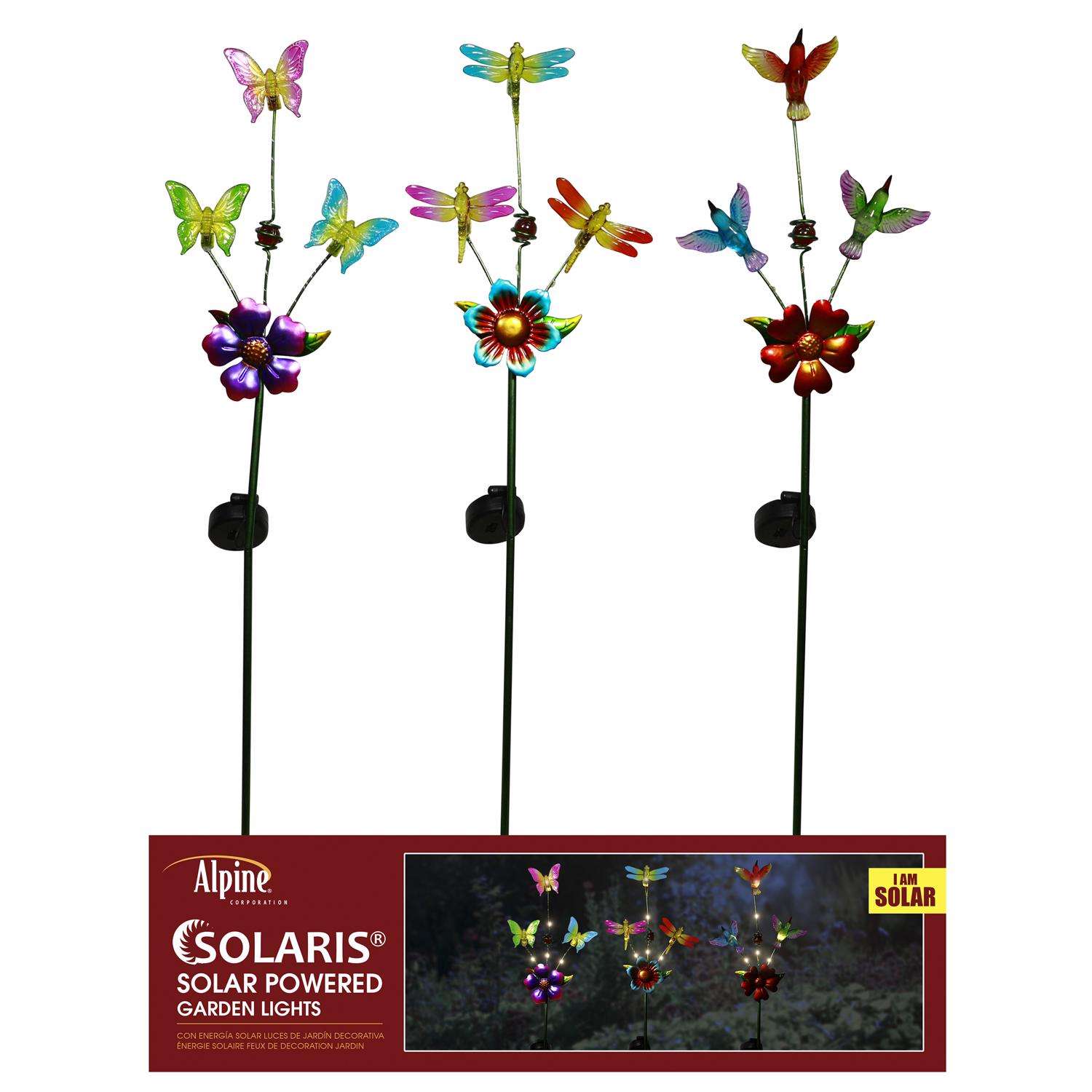 Alpine Multicolored Metal 36 in. H Triple Garden Friends Solar Garden ...