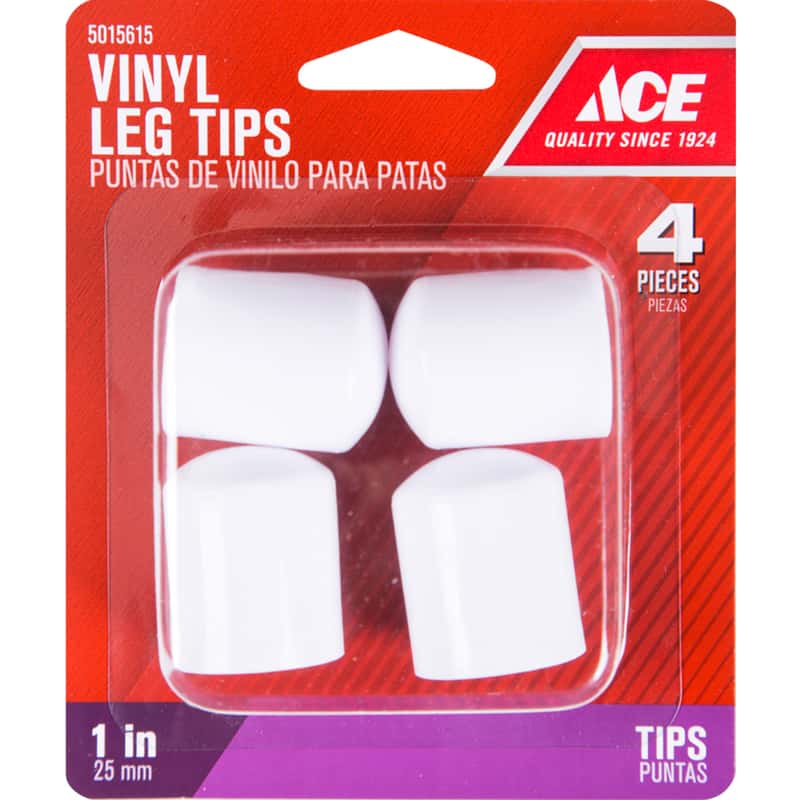 Ace Vinyl Leg Tip White Round 4.6 in. W X 1.4 in. L 1 pk - Ace Hardware