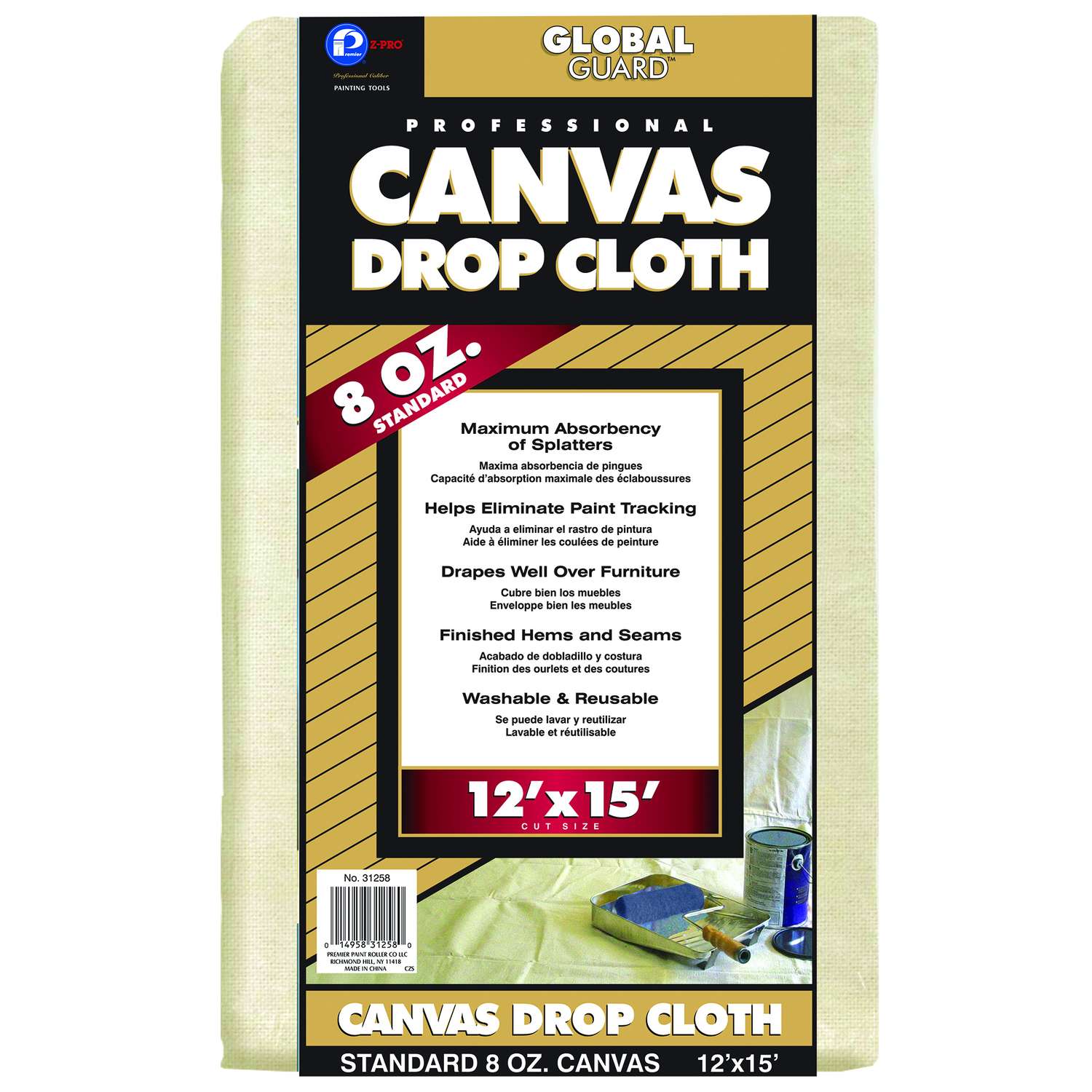 Premier GlobalGuard 12 ft. W X 15 ft. L 8 oz Professional Grade Canvas ...