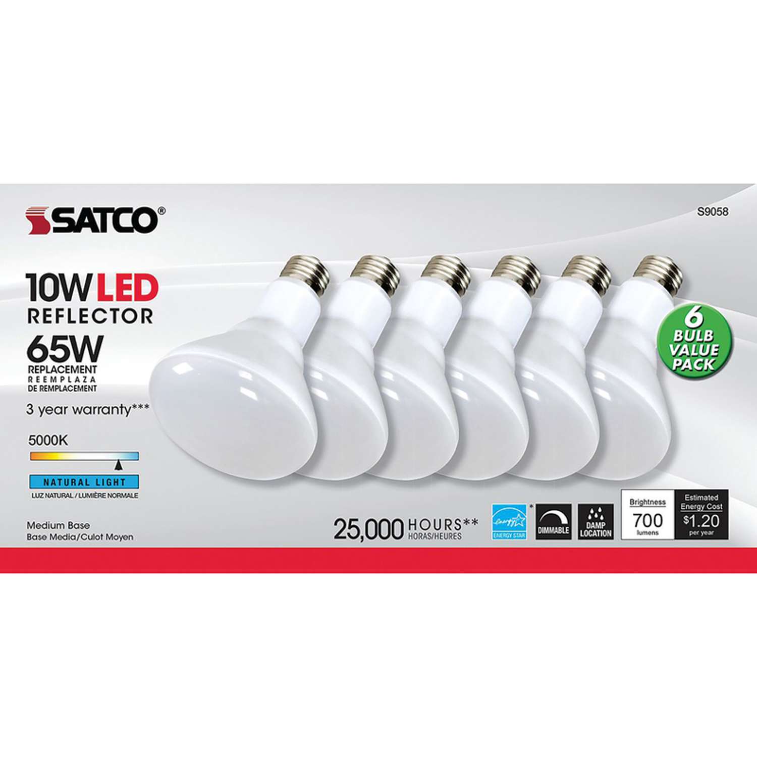 Satco BR30 E26 (Medium) LED Bulb Natural Light 65 Watt Equivalence 6 pk ...