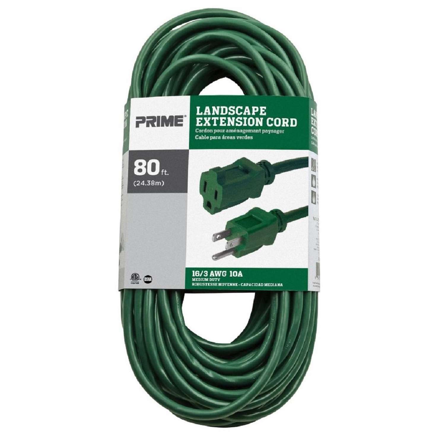 Prime Outdoor 80 ft. L Green Extension Cord 16/3 SJTW - Ace Hardware
