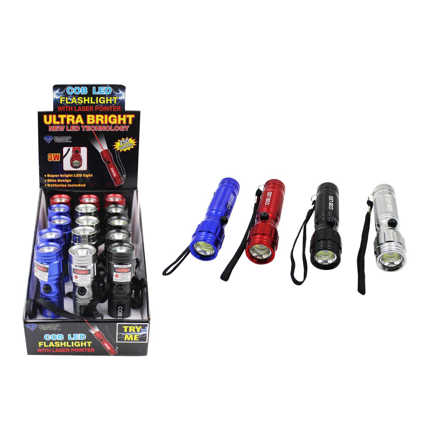 Diamond Visions COB 220 lm Assorted LED Flashlight/Laser Combo AAA ...