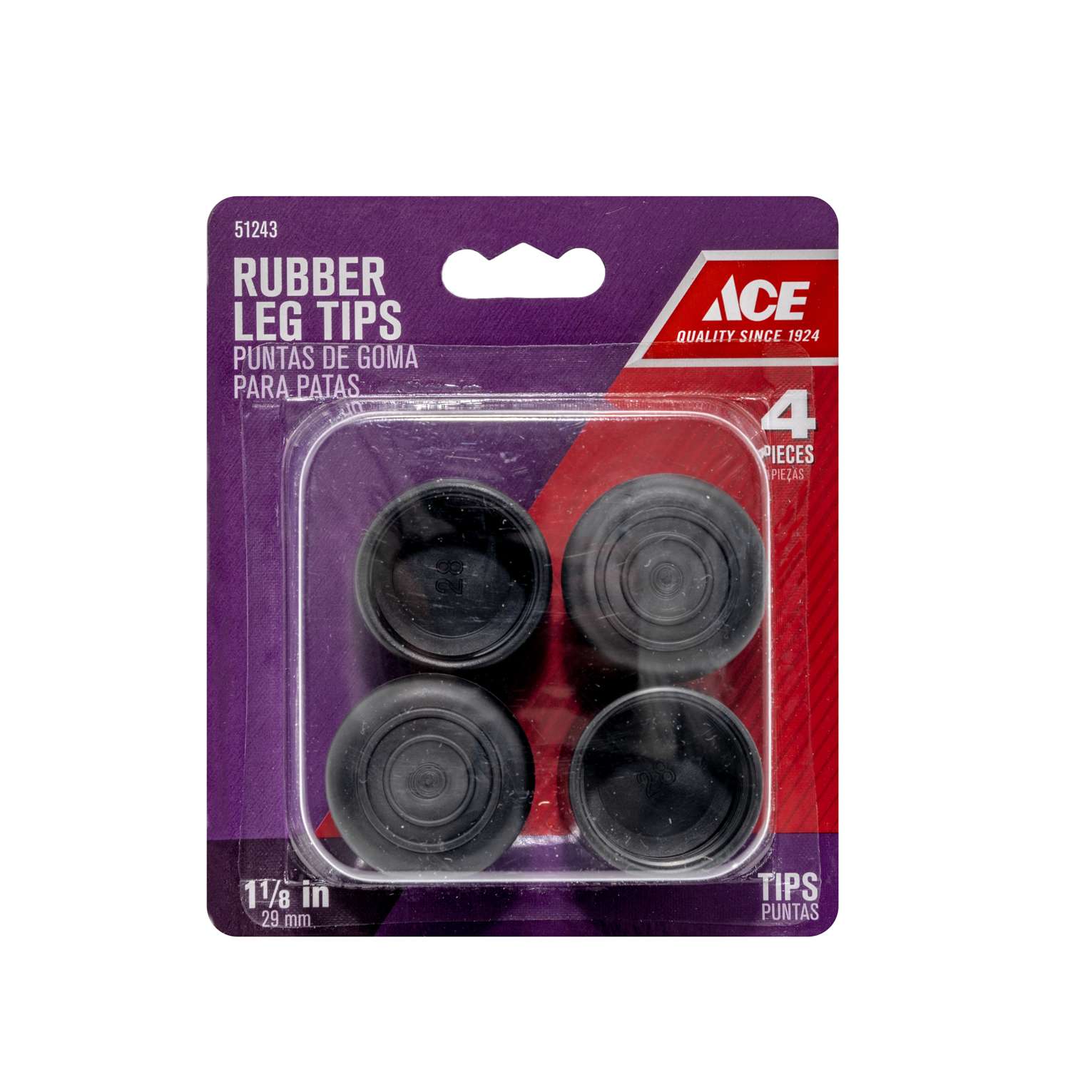 Ace Rubber Leg Tip Black Round 1-1/8 in. W 4 pk - Ace Hardware
