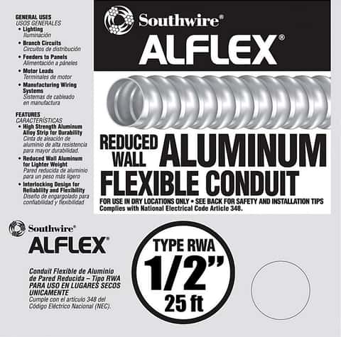 Southwire 1/2 in. D X 25 ft. L Aluminium Flexible Electrical Conduit ...