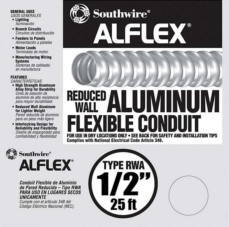 Southwire 1/2 in. D X 25 ft. L Aluminium Flexible Electrical Conduit ...