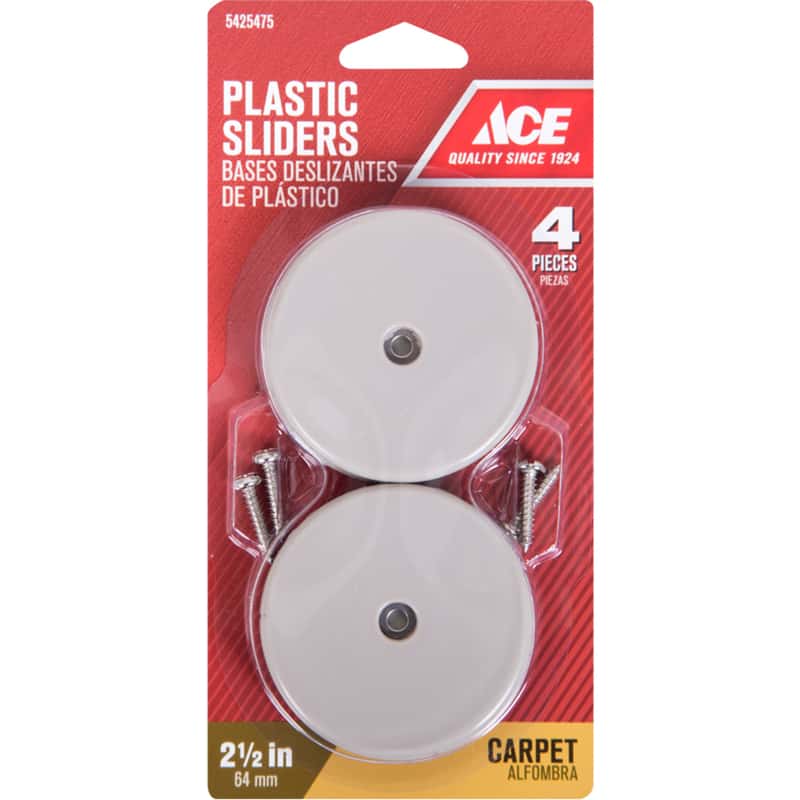 Ace White 2-3/8 in. Screw-On Plastic Sliders 4 pk - Ace Hardware